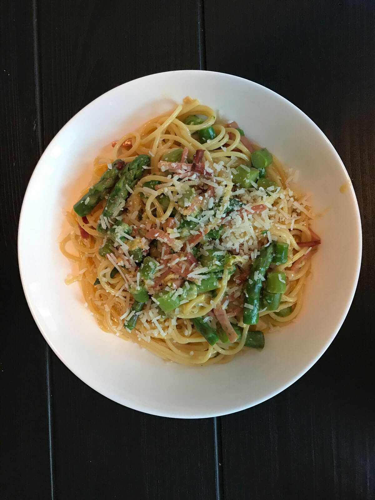 Spaghetti Carbonara mit Spargel - Julias Gourmet Galaxy